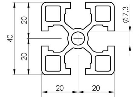 40 x 40 T slot Aluminium profile. - GAP Engineering